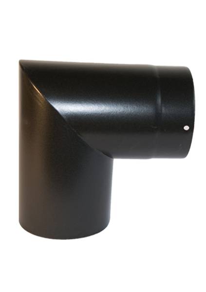 Ø150mm Røykrør 90 grader Kne u/ Luke Todelt Sort Emalje | Pipehatt.com ...